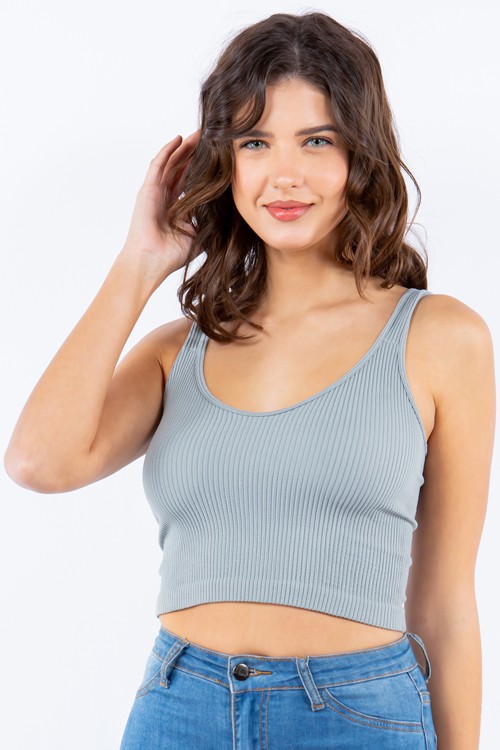 RIBBED TANK CROP TOP - WOODROSE - Meraki Boutique